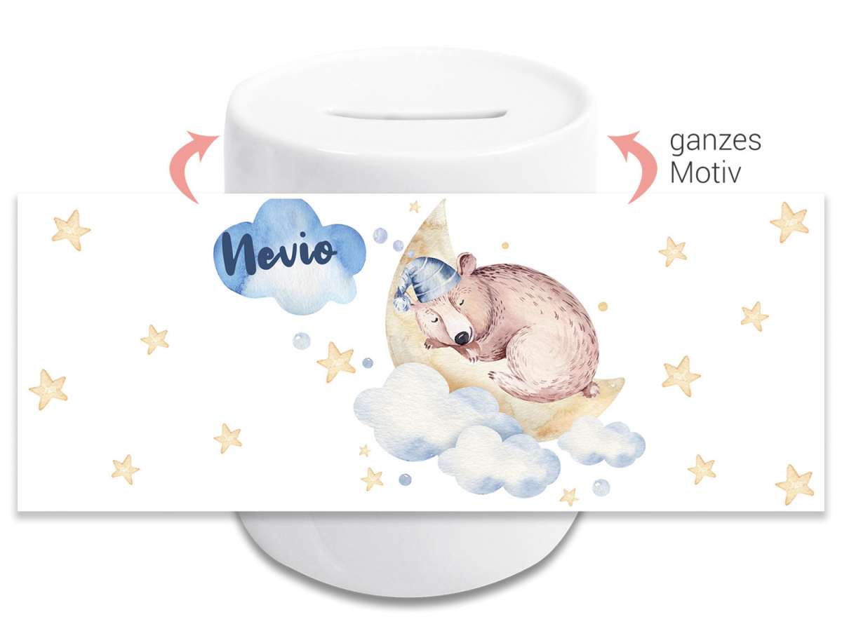 Spardose Bär im Mond personalisiert | Spardosen | Personalisierte ...