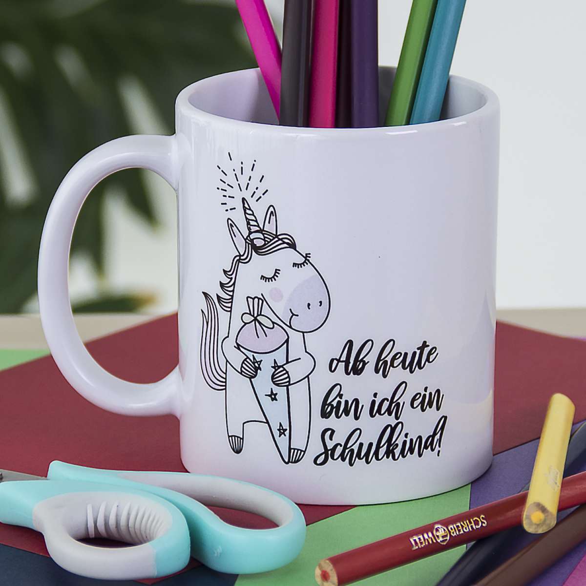 Personalisierte Tasse - Geschenk Einschulung Mädchen - Rehkitz Motiv