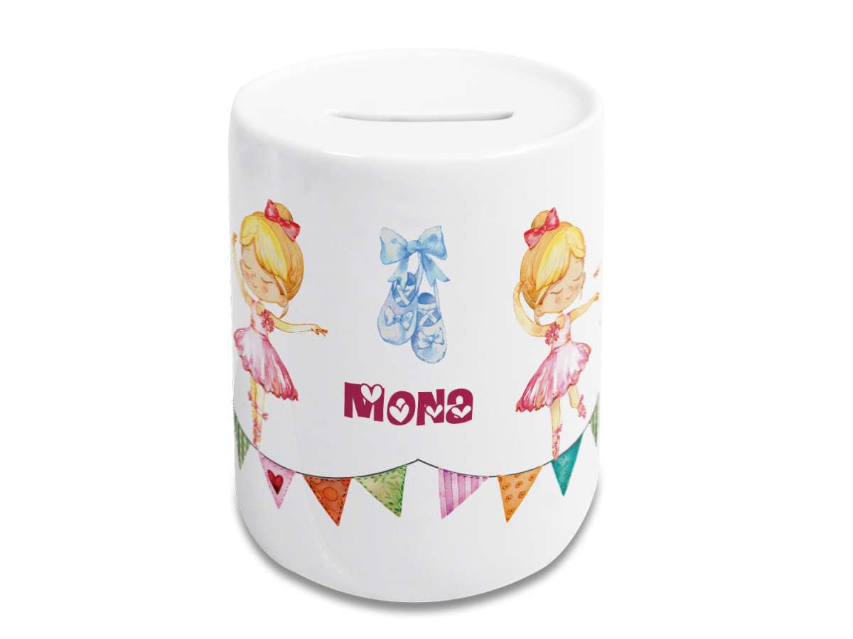 Spardose Kinder mit Name Mädchen Ballerinas | Spardosen ...