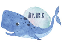 Trendiges Wandtattoo Wal für Jungs mit Namen, persönliches Geschenk